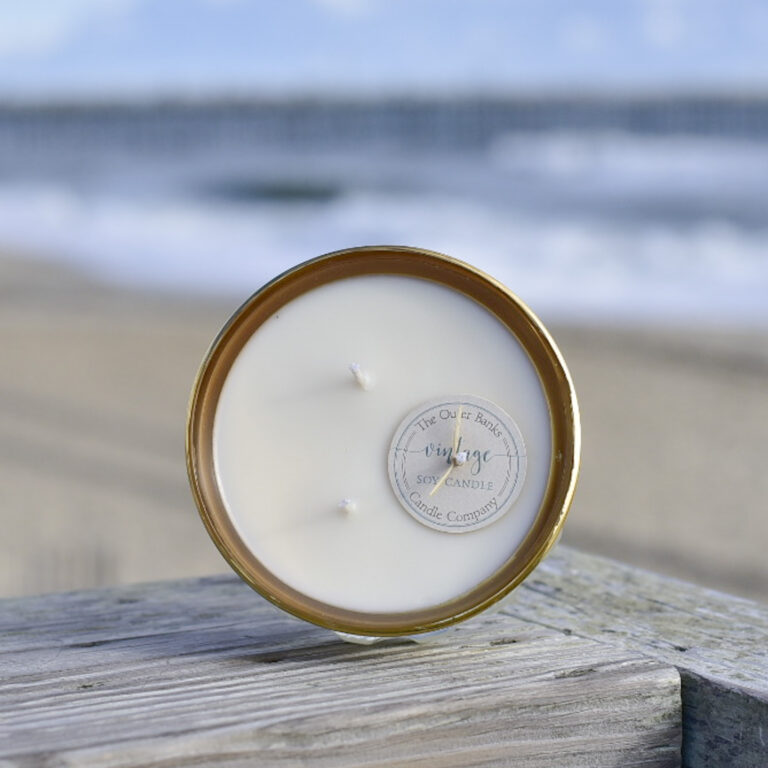 Vintage Glass Chalice with Gold Rim Candle | OBX Candles