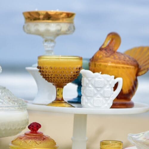 Vintage Glass Chalice with Gold Rim Candle | OBX Candles