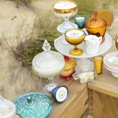 Vintage Glass Chalice with Gold Rim Candle | OBX Candles